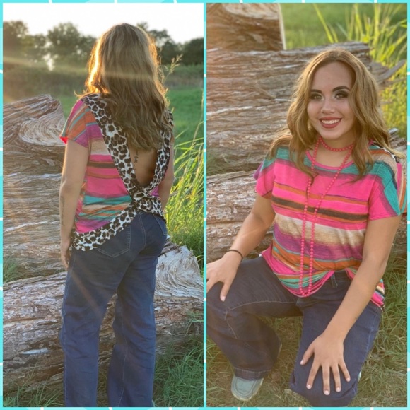 Tops | Serape Leopard Open Back Top | Poshmark